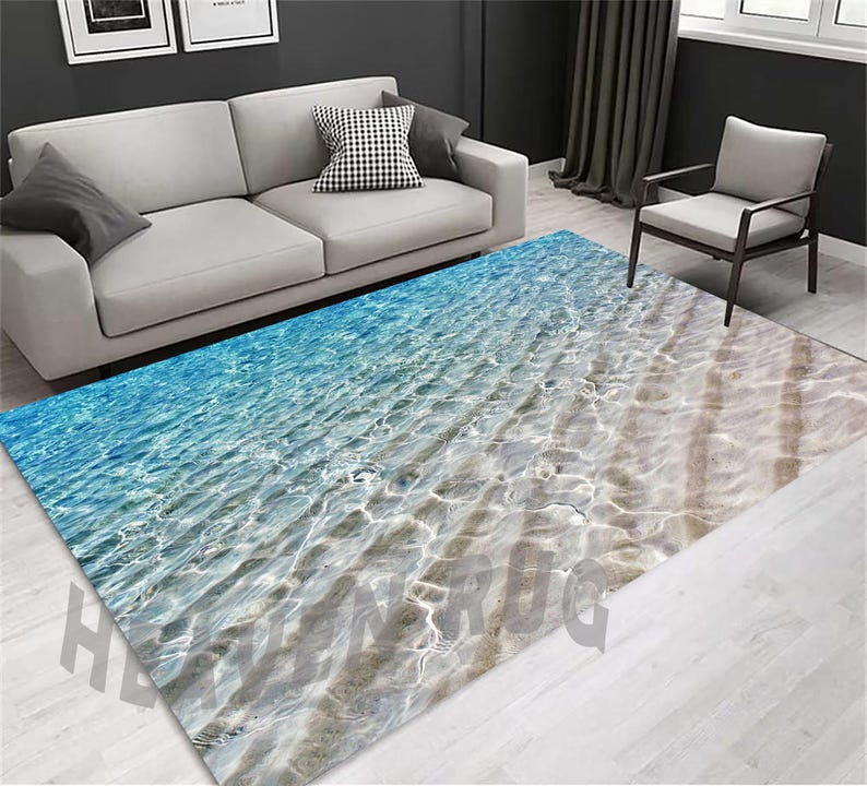 Sandy Beach Area Rug: Coastal Wave Design - Etsy