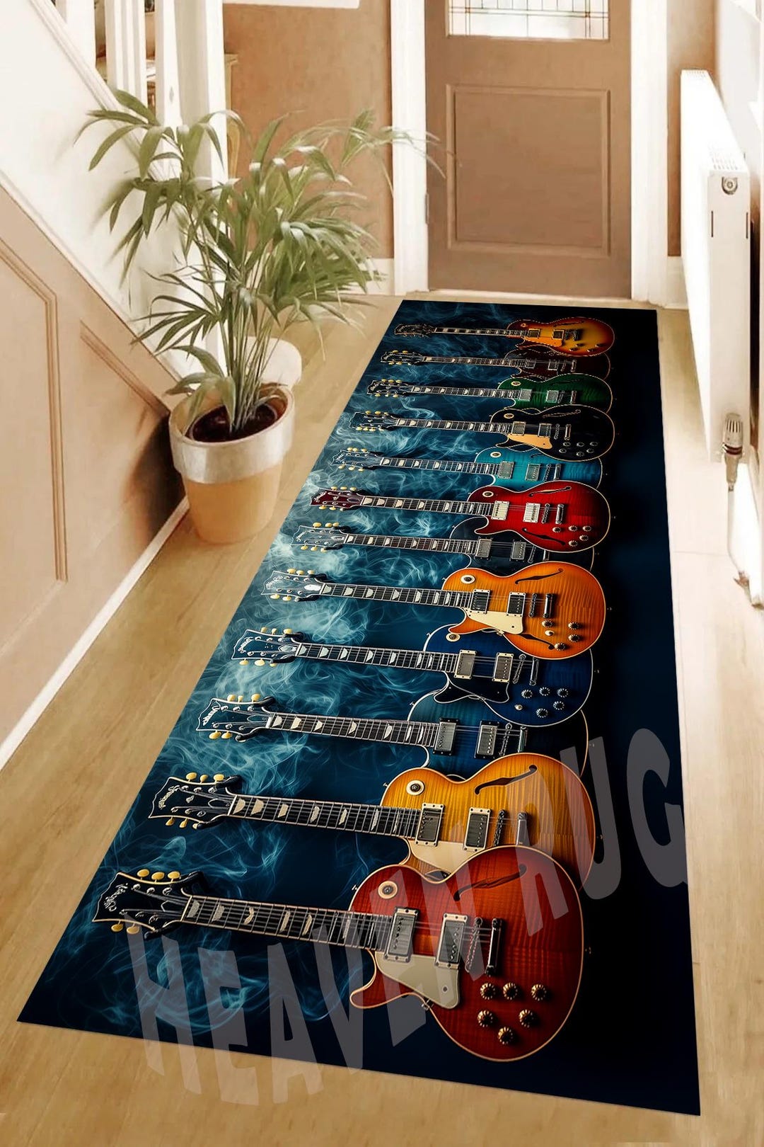 Guitars Hallway Rug, Colorful Guitar Rug, Electronic Guitars Rug, Music ...