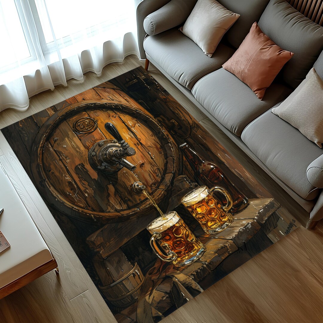 Beer Rug, Beer Mugs Rug, Beer Barrel Rug, Beer Gift Rug, Cold Drink ...