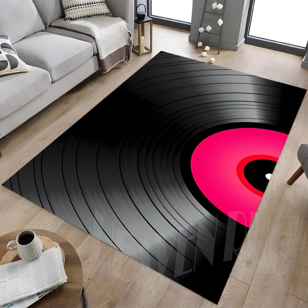Retro Vinyl Record Rug: Music Room Decor - Etsy