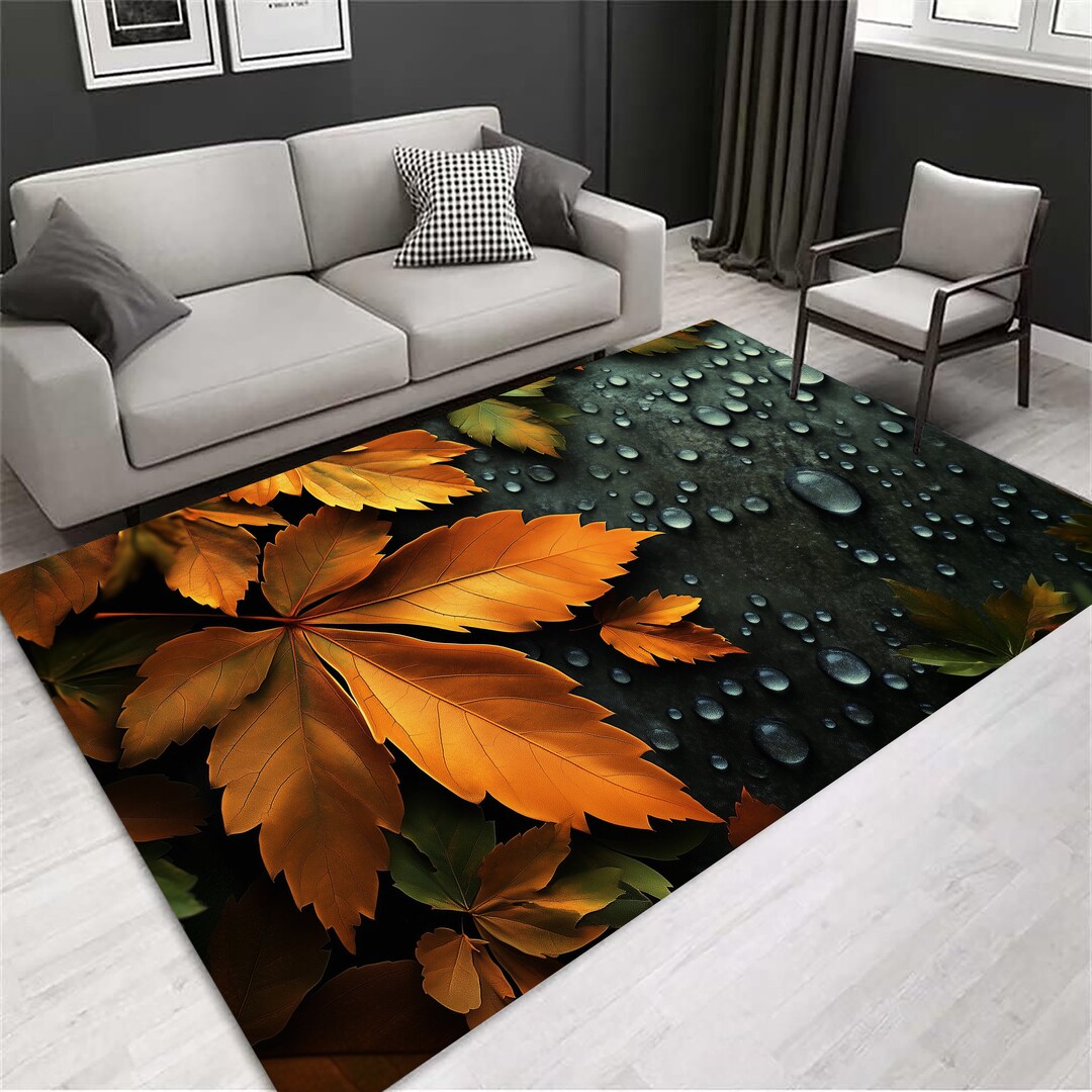 Leaf Rug, Leaves Rug, Water Drops Rug, Drop Decor Rug, Leaves Area Rug ...