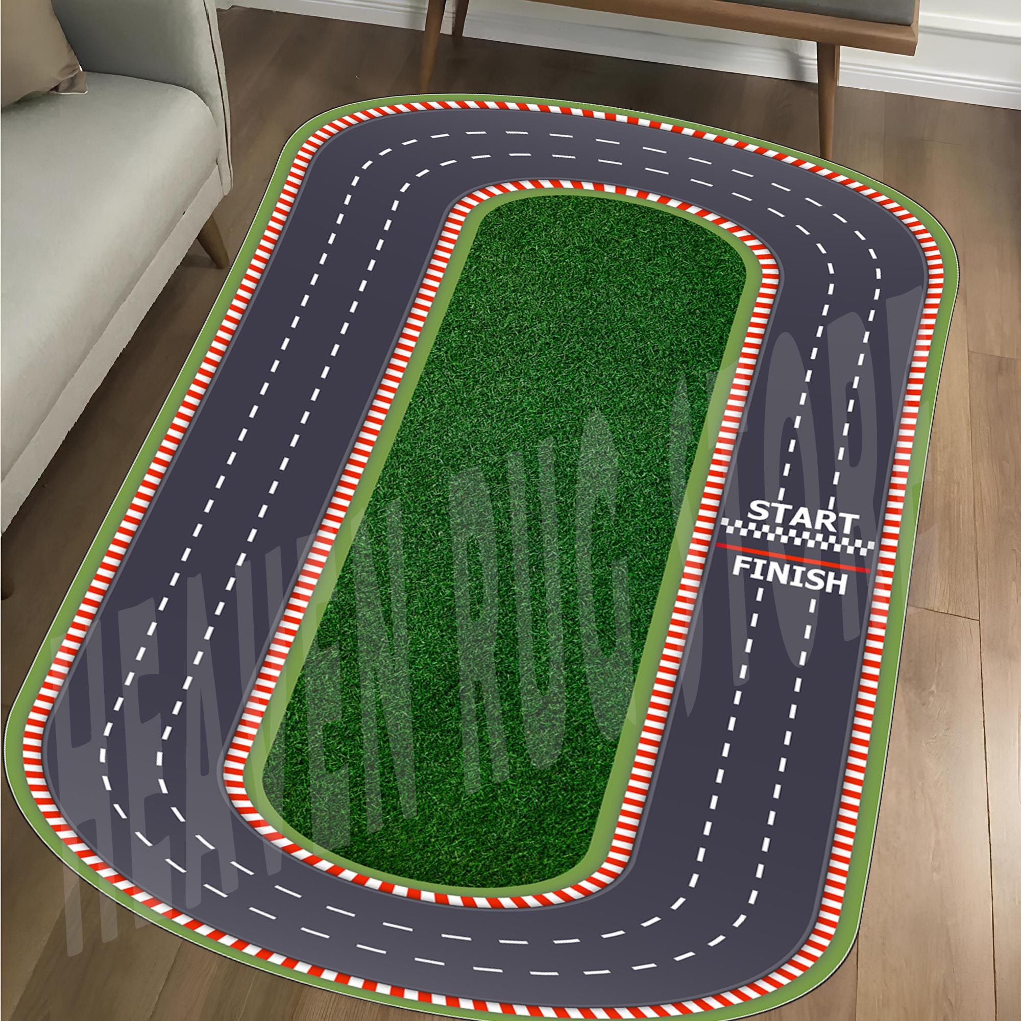 Race Track Kids Rug: Car Playmat, Road Design - Etsy