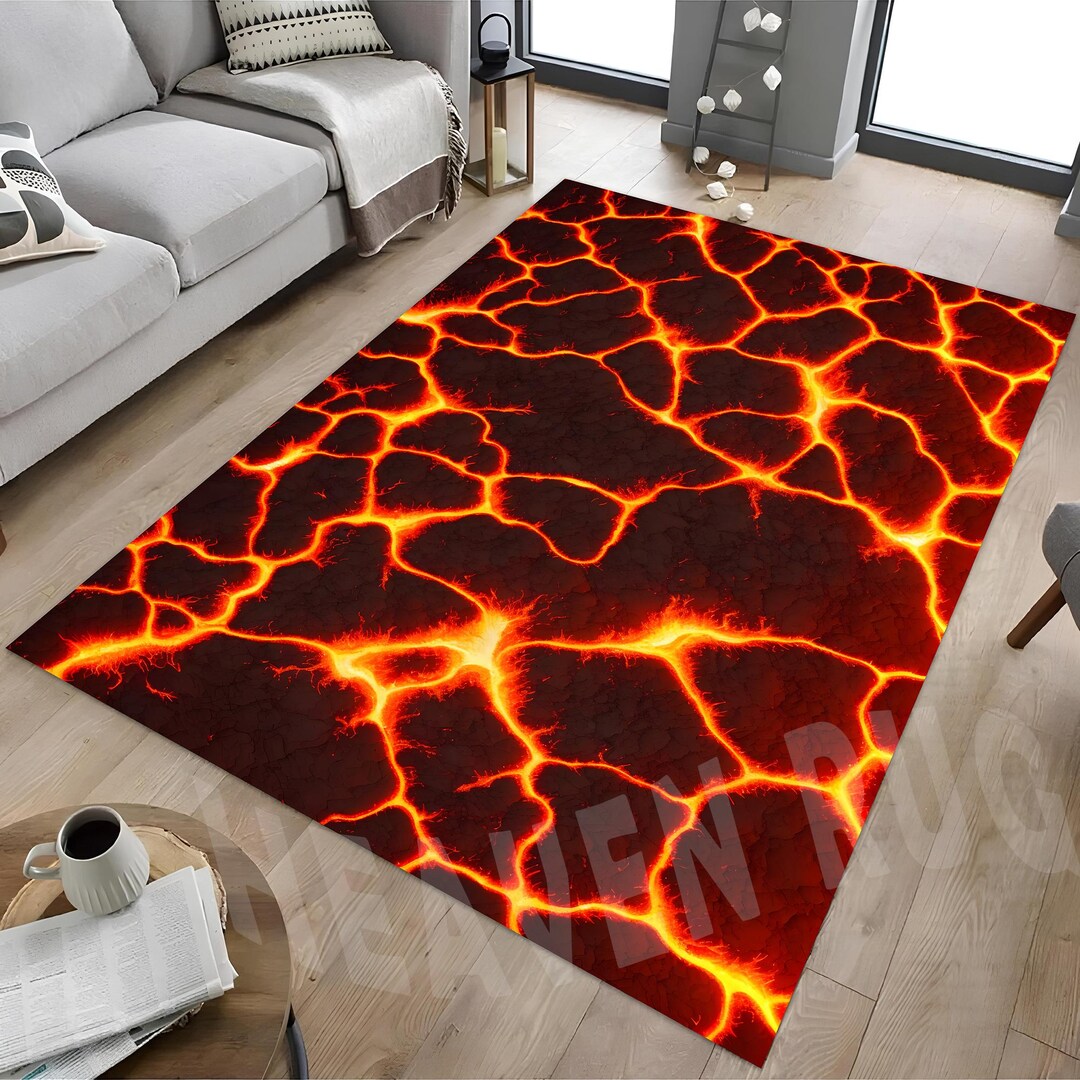 Lava Rug, Volcano Floor Rug, Floor is Hot Lava, Living Room Rug, Gift ...