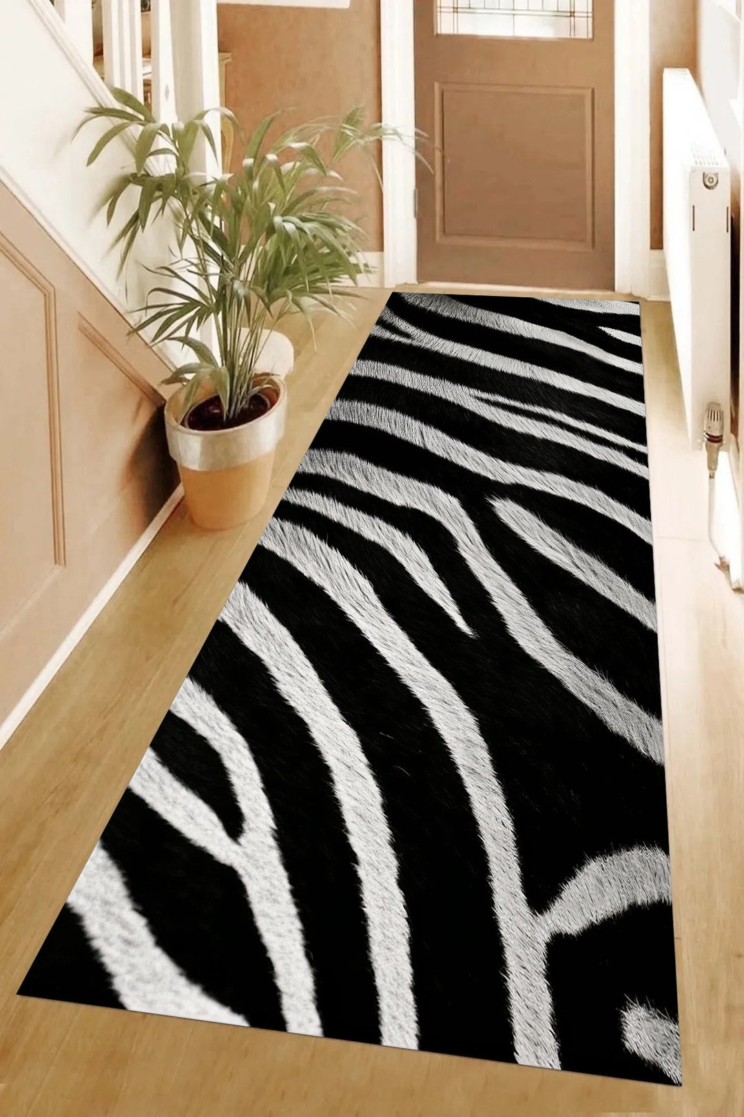 Zebra Print Hallway Rug: Animal Design Runner - Etsy