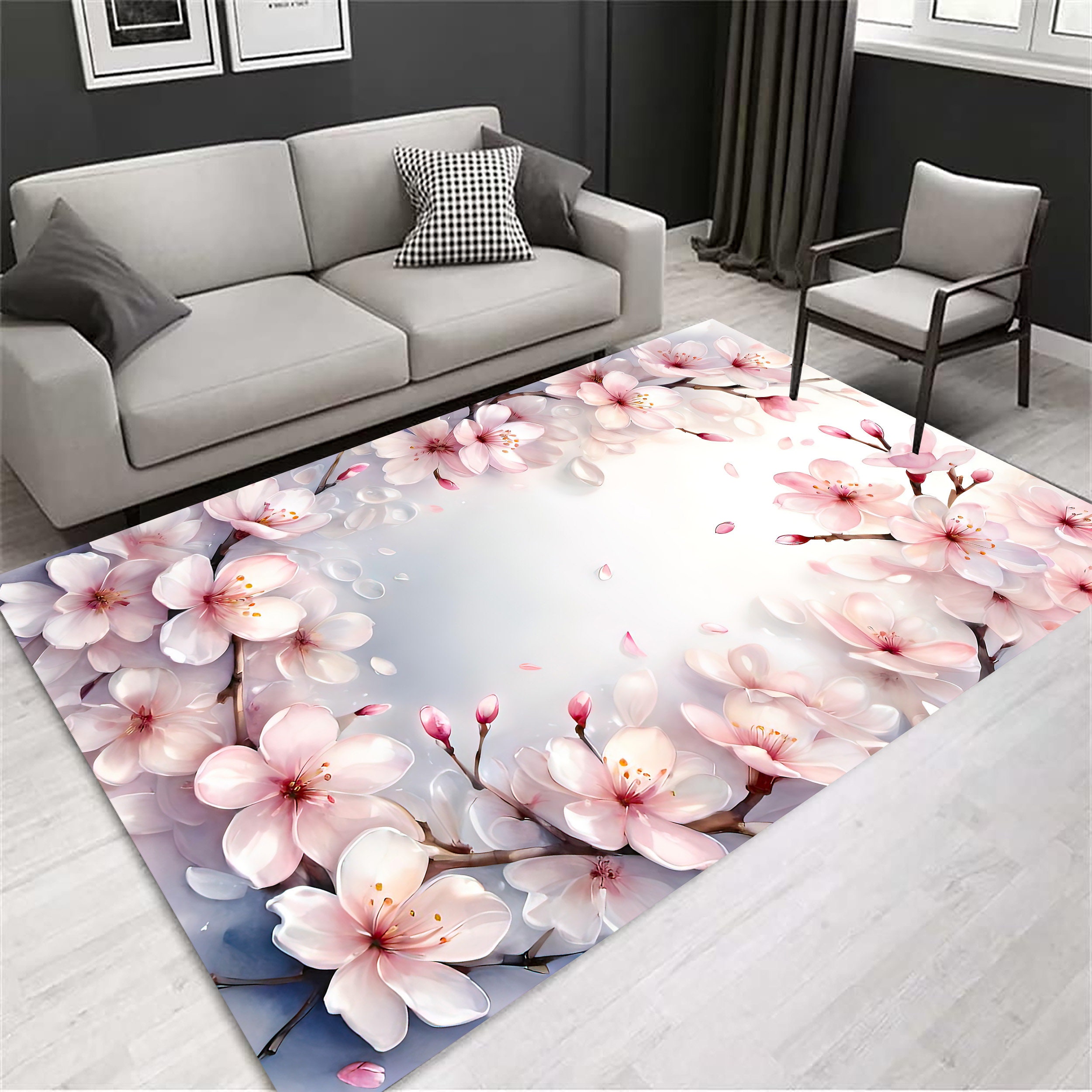 Cherry Blossom Rug, Pink Cherry Blossom, Nature Rug, Beautiful Flowers ...