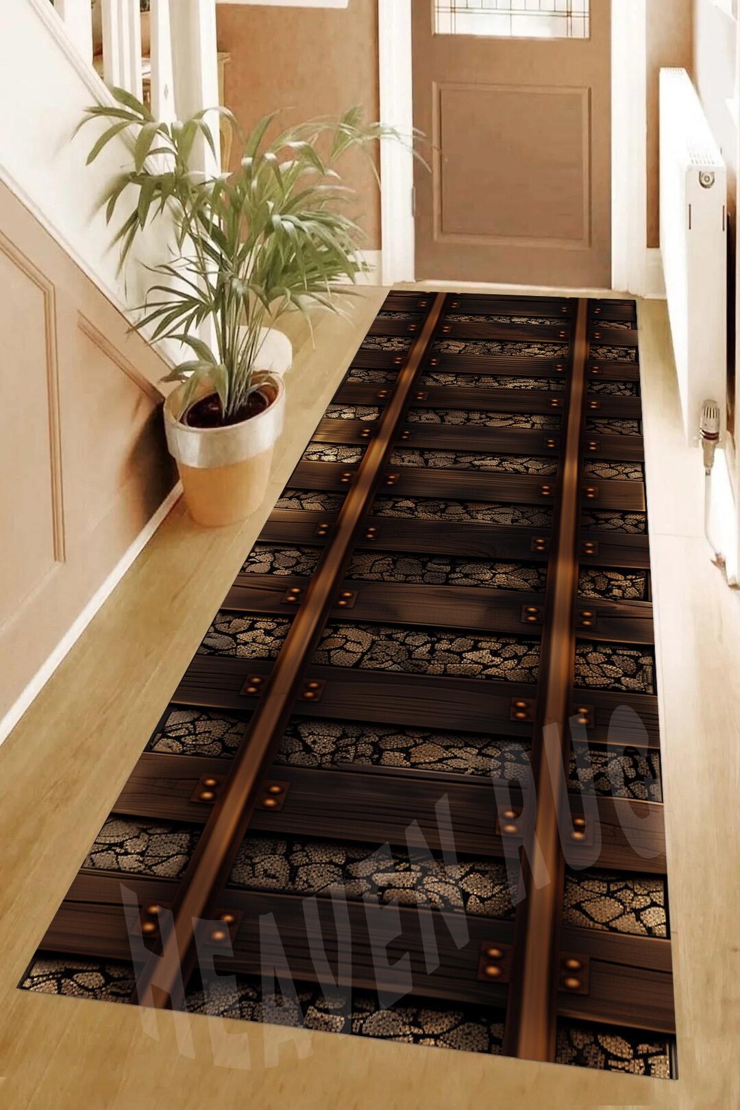 Train Track Rug: Railroad Design, Boys Room Decor - Etsy