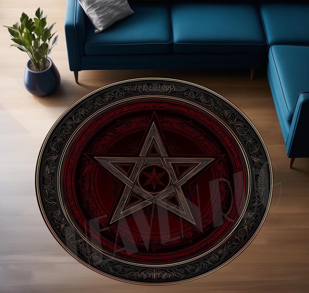 Pentagram Rug, Devil' Trap Decor Rug, Home Decor Rug, Satanic Area Rug ...