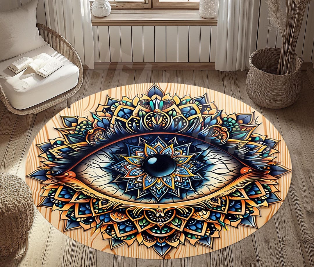 Eye Rug, Eye Decor Rug, Wooden Look Rug,blue Eye Rug,eye Area Rug,home ...