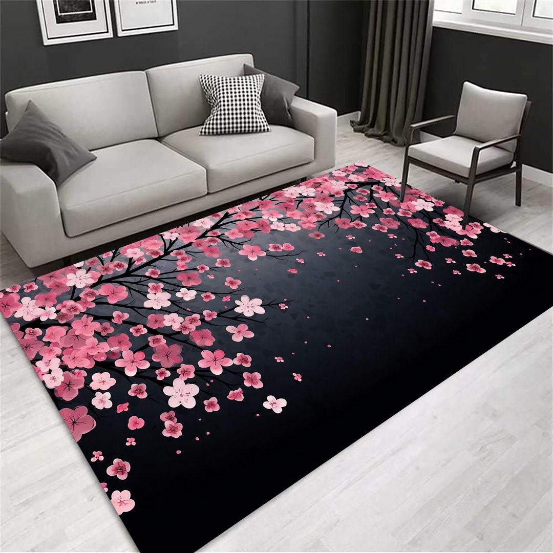 Cherry Blossom Rug: Floral Flower Area Carpet, Nature Inspired - Etsy