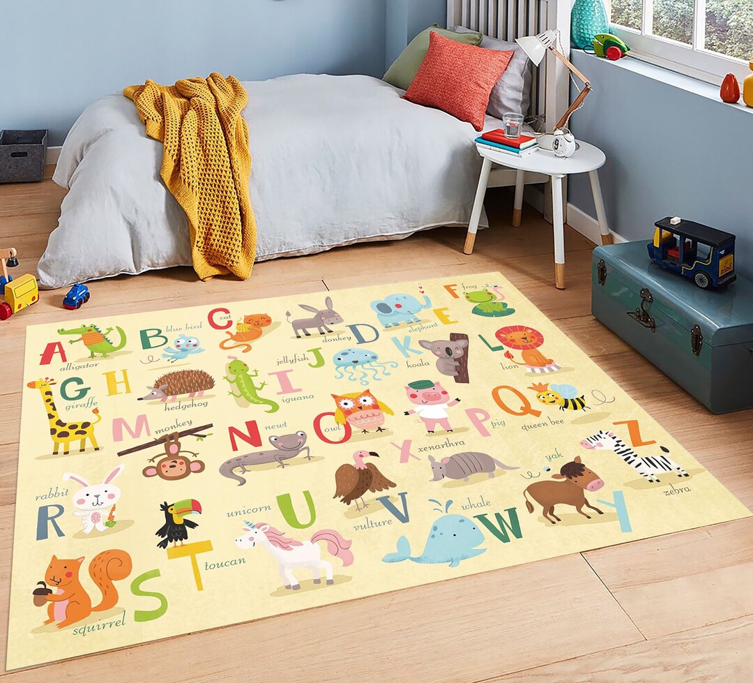 Alphabet Animals Nursery Rug: Educational ABC Kids Room Decor - Etsy