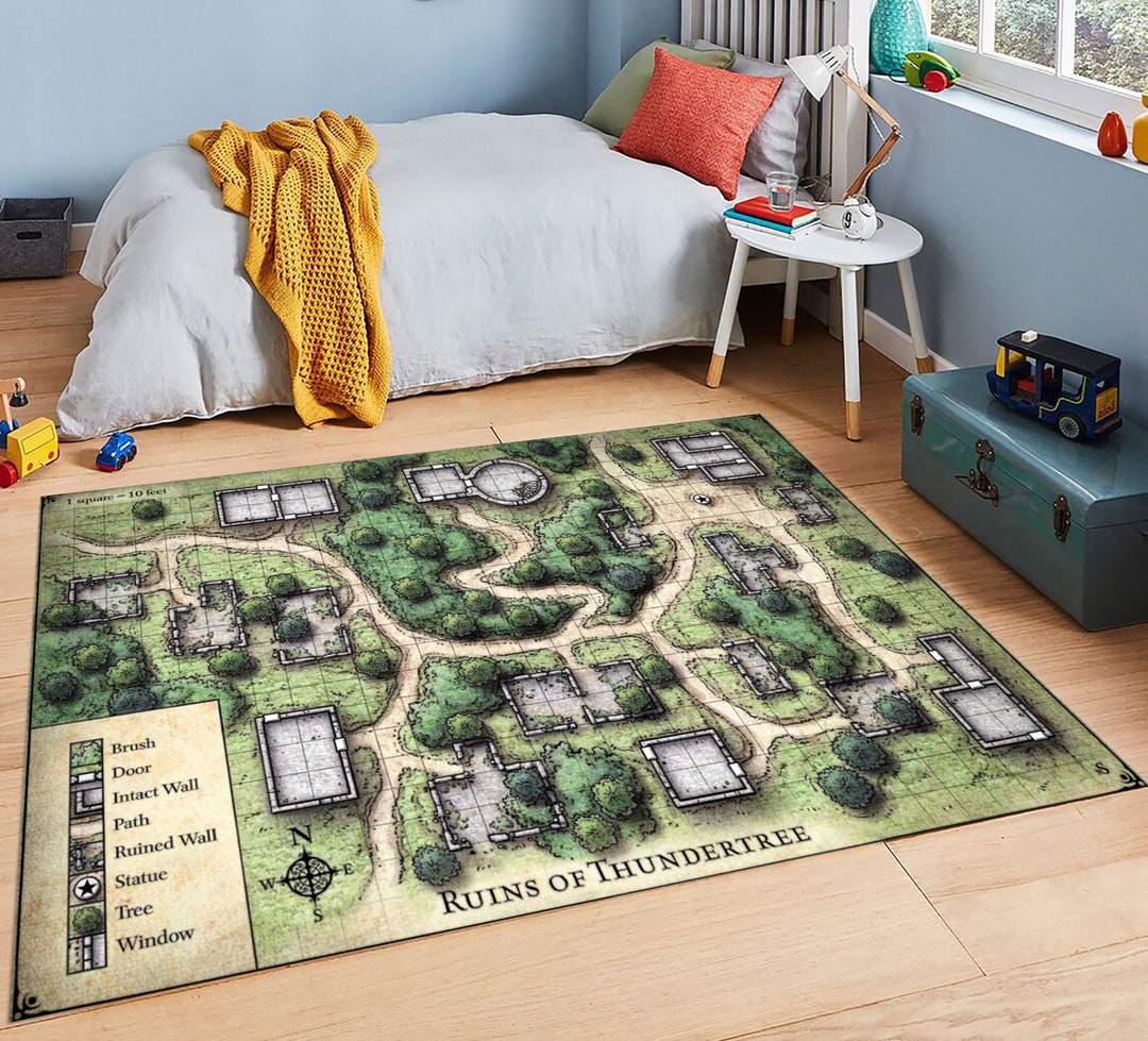 Ruins of Thundertree Map Rug: Dungeons and Dragons Game Room Decor - Etsy