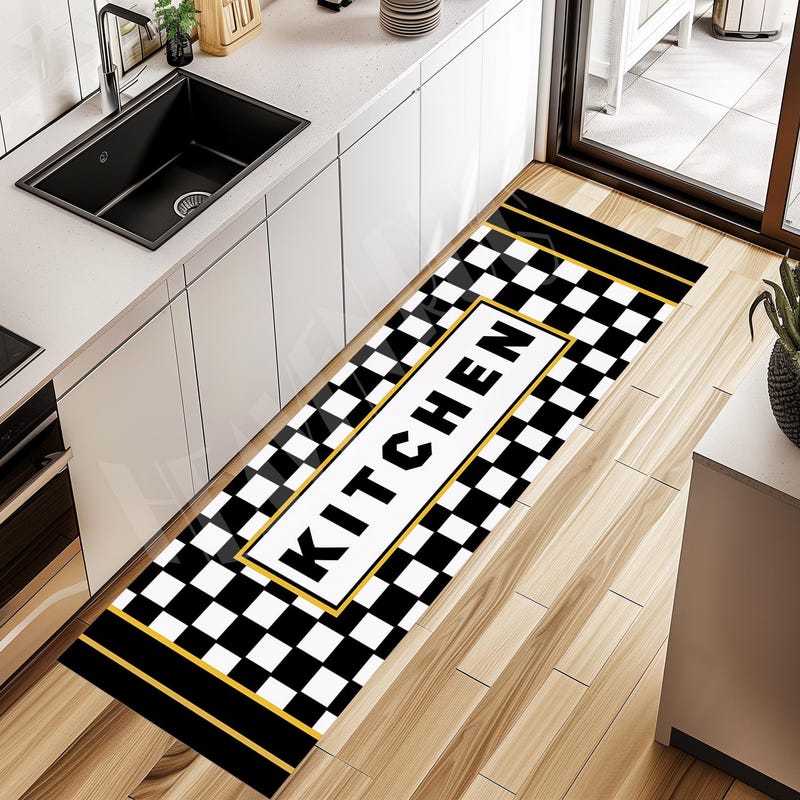 Checkered Rug Runner - Etsy