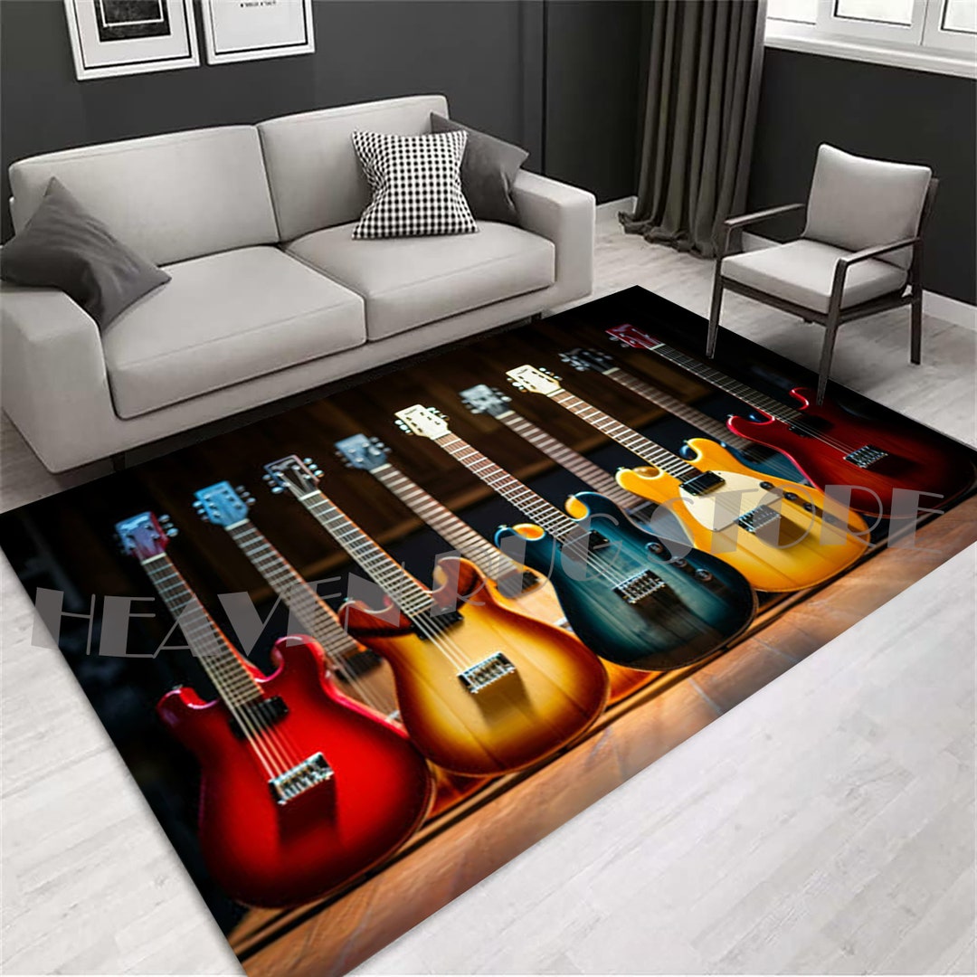 Guitar Rug, Colorful Guitar Rug, Electric Guitar Rug, Gift Guitar Rug ...