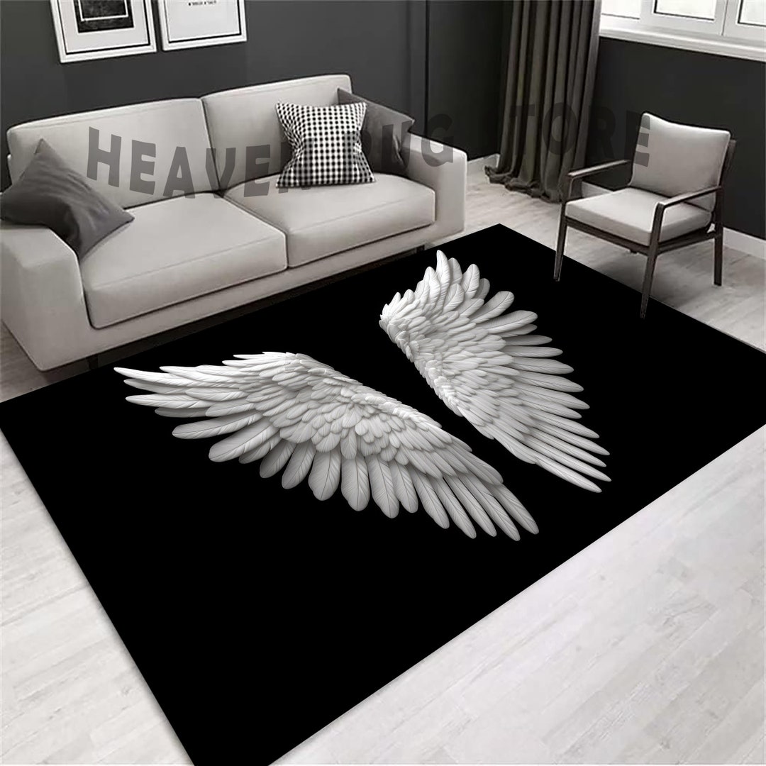 Angel Wings Area Rug, White Wing Decor, Living Room Carpet - Etsy