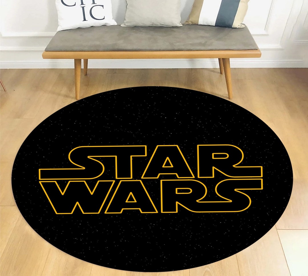 Star Wars Logo Round Rug: Black and Gold Cotton Carpet (24 Inch) - Etsy