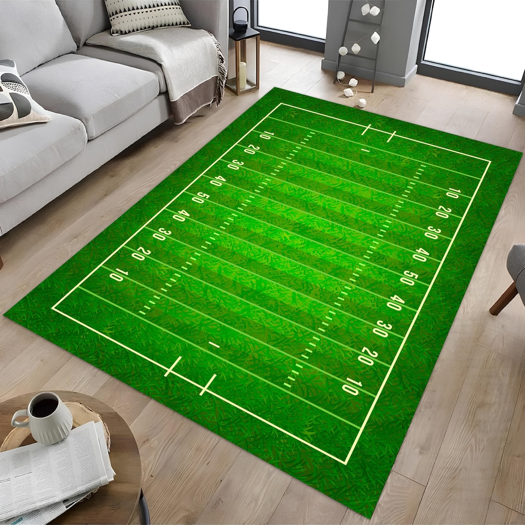 Green American Football Rug, American Football Rug, Football Field ...