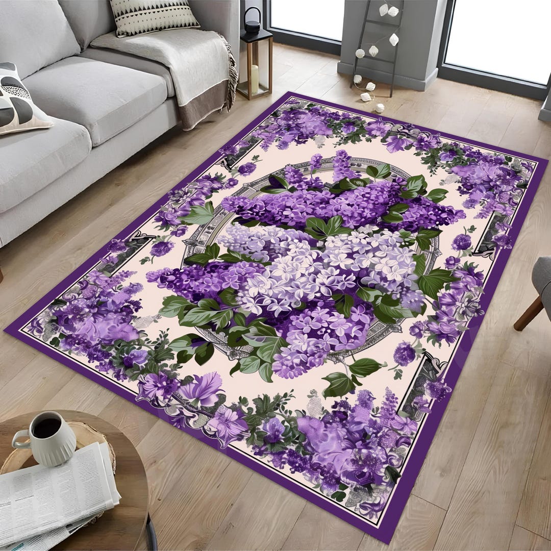 Lilac Rug,purple Lilac Rug,flower Area Rug,lilac Area Rug,home Decor ...