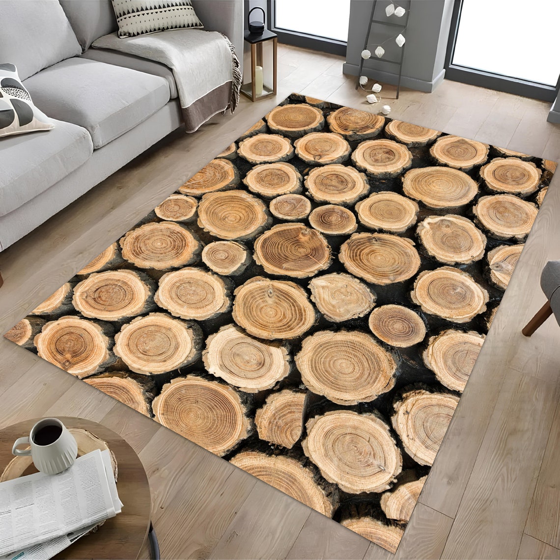 Tree Trunks Area Rug: 3D Wood Log Design - Etsy