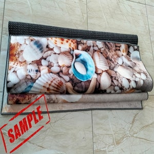 Sea Shells Rug, Sea Rug, Starfish Rug, Blue Decor Rug, Stars Rug, Beach ...