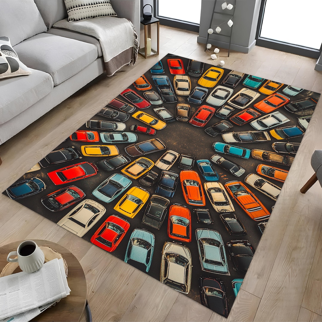 Cars Rug, Car Area Rug, Cars Carpet, Cars Colorful Rug, Car Design Rug ...