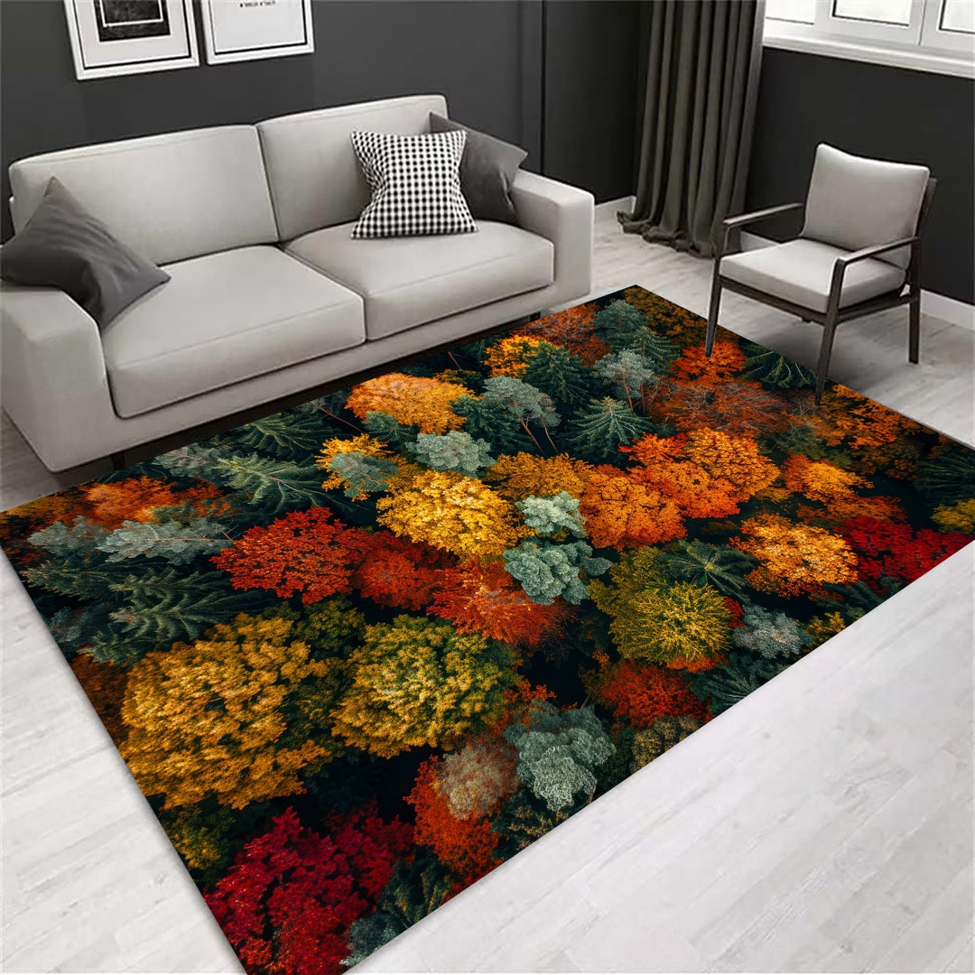 Autumn Forest Rug, Forest Rug, Trees Area Rug, Forest Top View ...