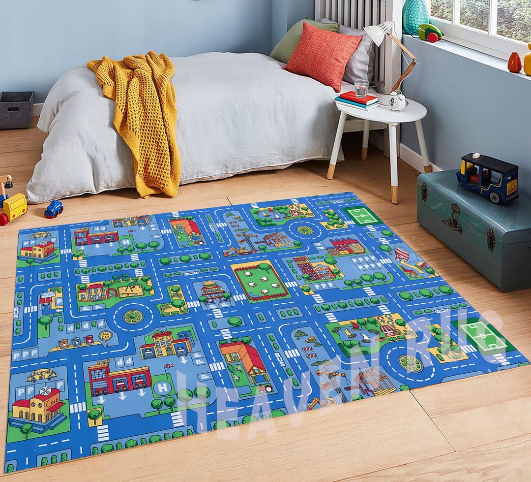 Road Rug, Kids Roads Car Play Rug, Play Room Rug, Boys Bedroom Rug ...