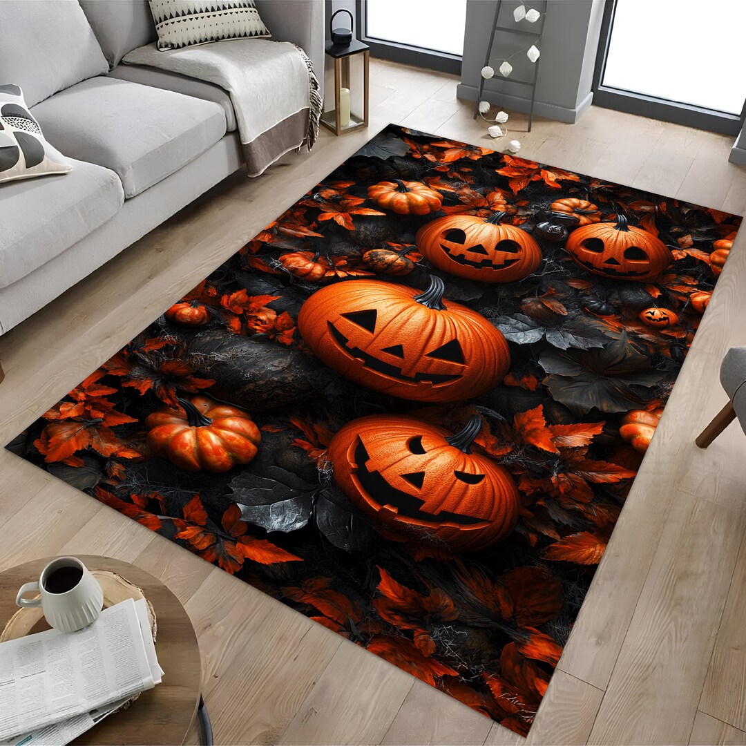 Halloween Concept Pumpkins Rug, Halloween Rug, Pumpkin Decor Rug ...