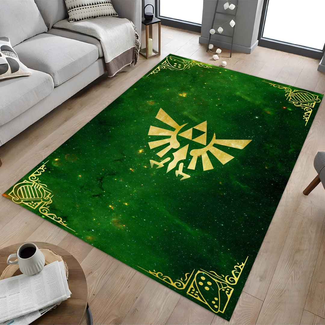 Zelda Rug, Green Zelda Logo Rug, Zelda Patterned Rug, Legend of the ...