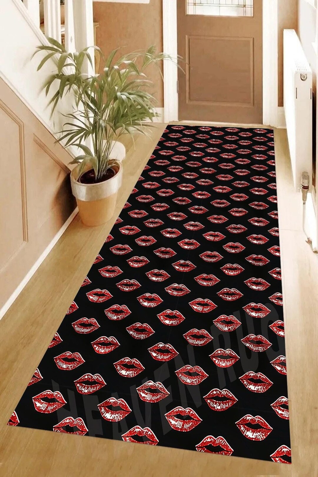 Lips Rug, Kisses Design Rug, Red Lips Decor Rug,lips Long Rug,lips Area ...