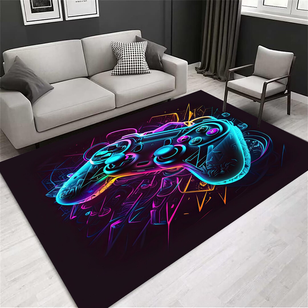Neon Game Controller Rug: Gamer Room Decor - Etsy
