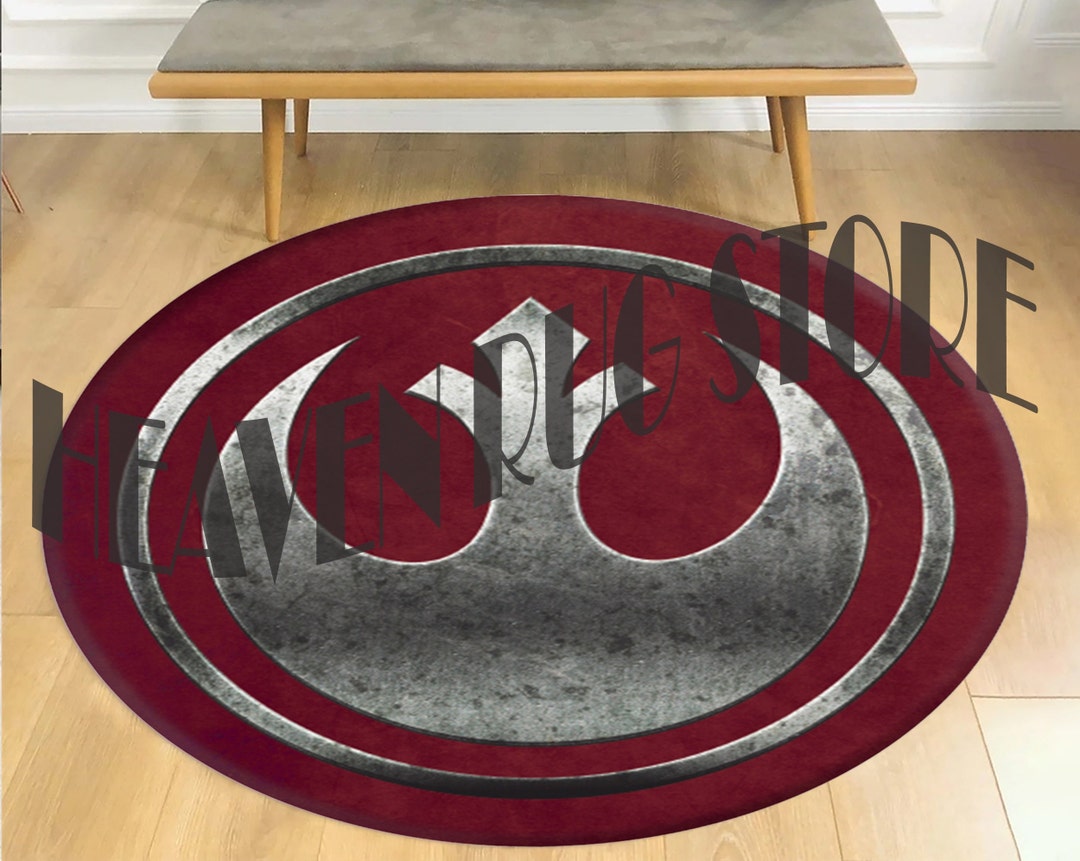 New Republic Round Rug, Star Wars Logo Rug, Dark Red Star Wars Round ...