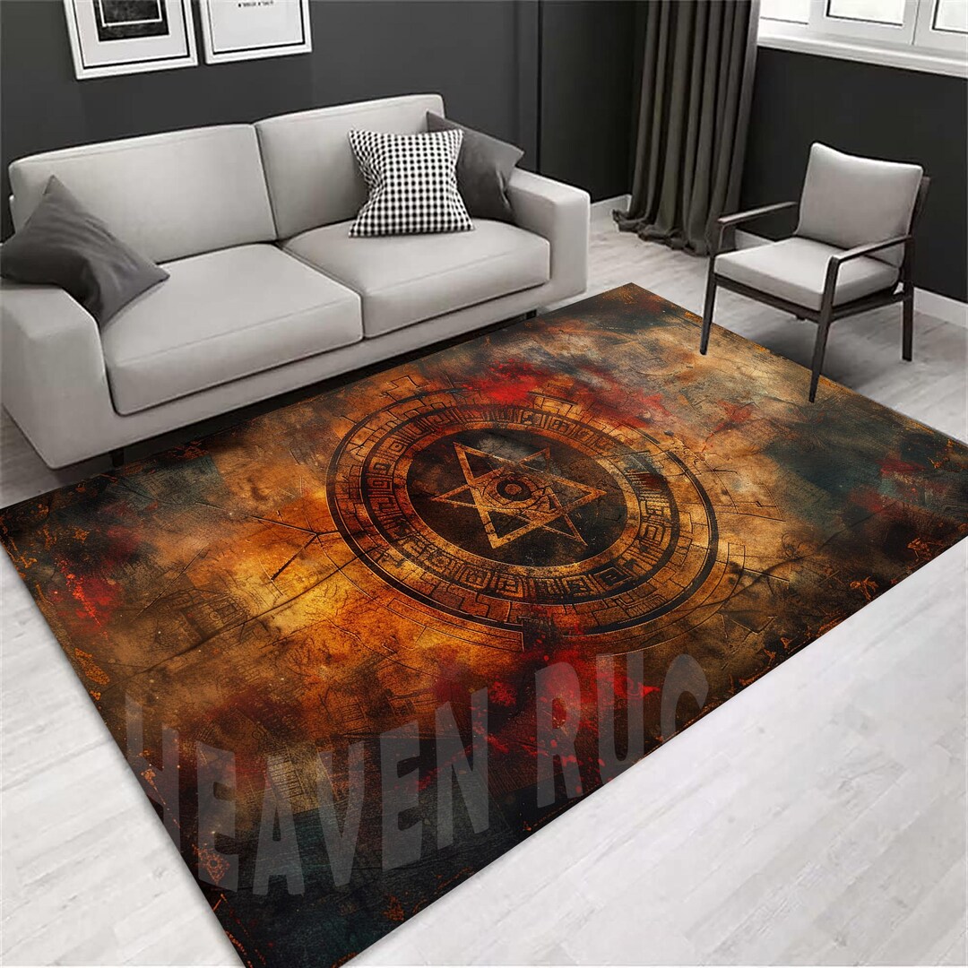 Pentagram Design Rug, Pentagram Symbol Rug, Pentagram Rug, Pentagram ...