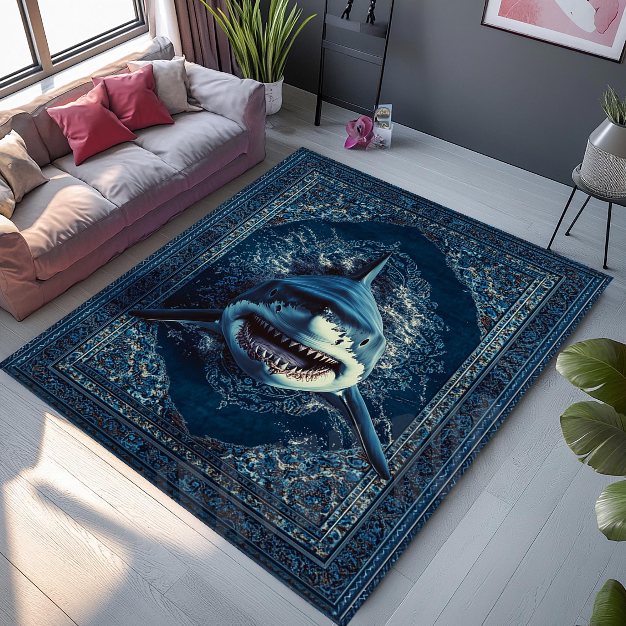 3D Shark Rug, Shark Power Rug, Ocean Predator Rug, Deep Sea Rug, Marine ...