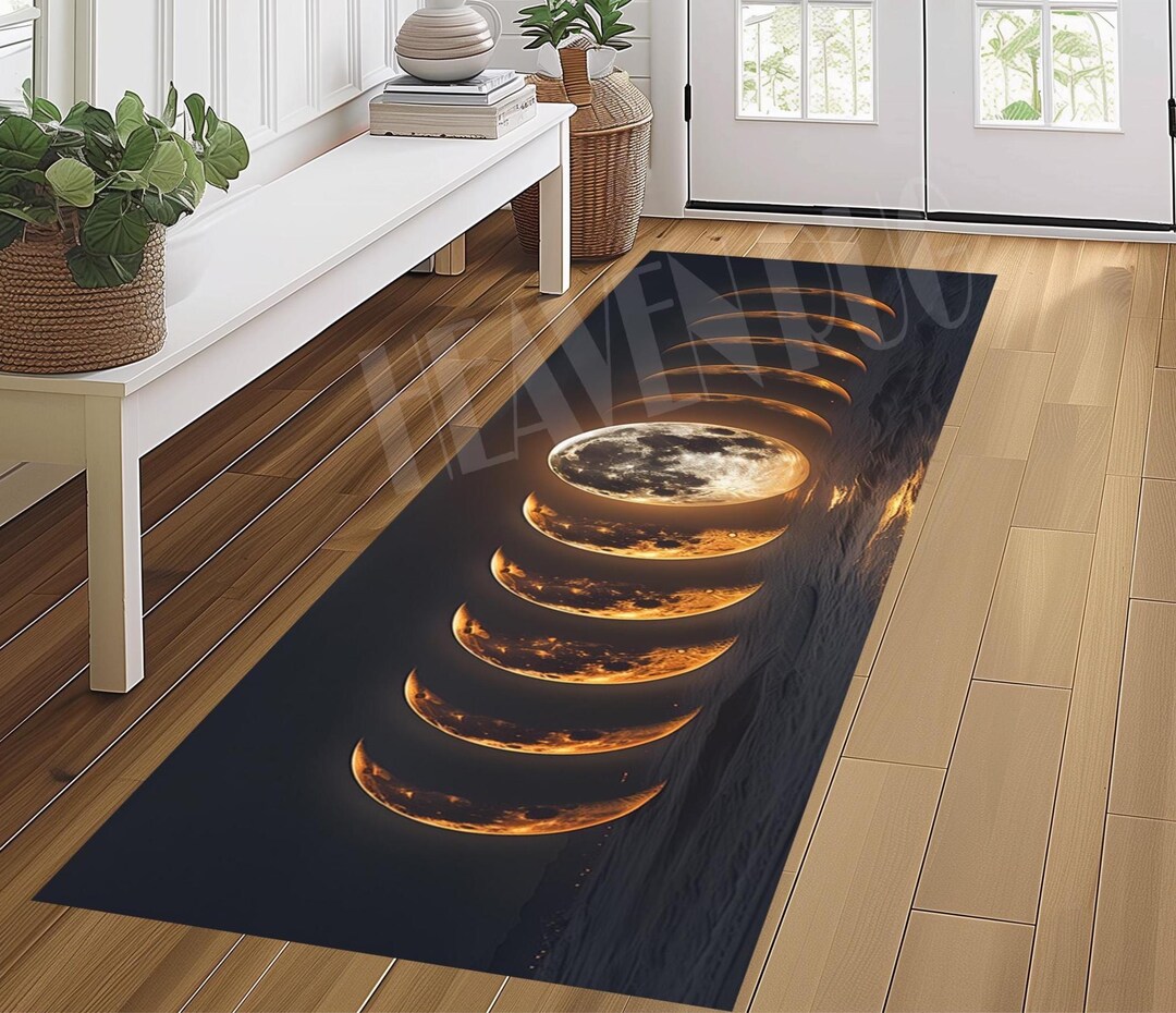Moon Rug, Phases of the Moon Rug, Moon Decor Rug, Moon Design Rug, Moon ...