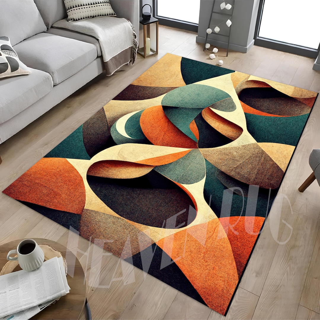 Colorful Abstract Rug: Modern Art, Living Room Decor - Etsy