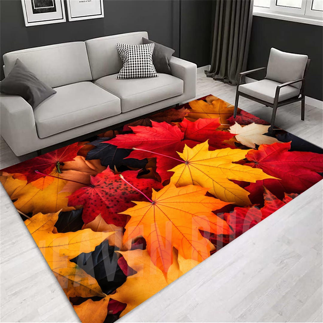 Autumn Leaves Rug, Dry Fall Leaves Rug, Fall Themed Rug, Leaf Area Rug ...