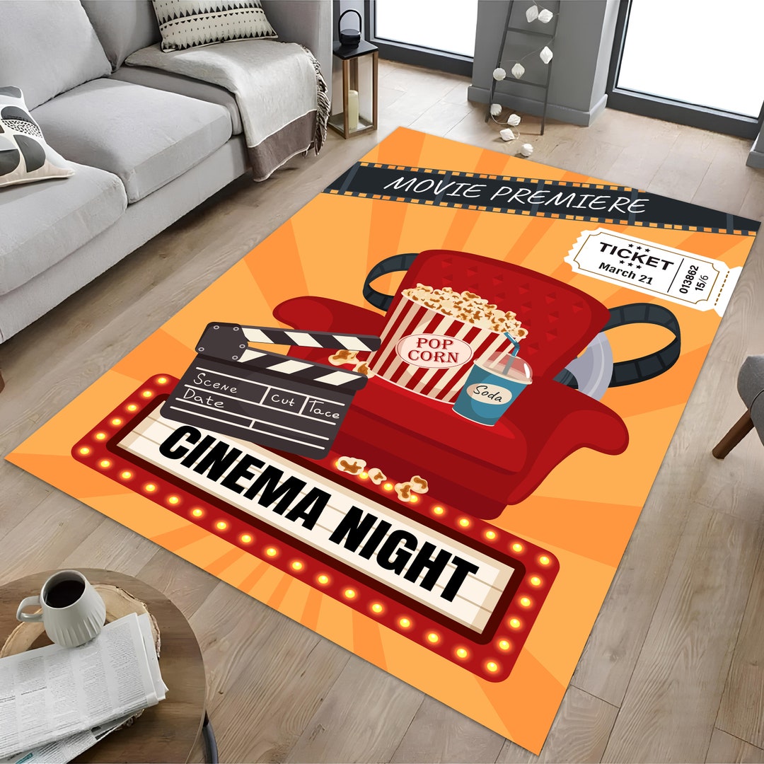 Cinema Night Rug, Cinema Decor Rug, Cinema Carpet, Movie Room Rug Home ...