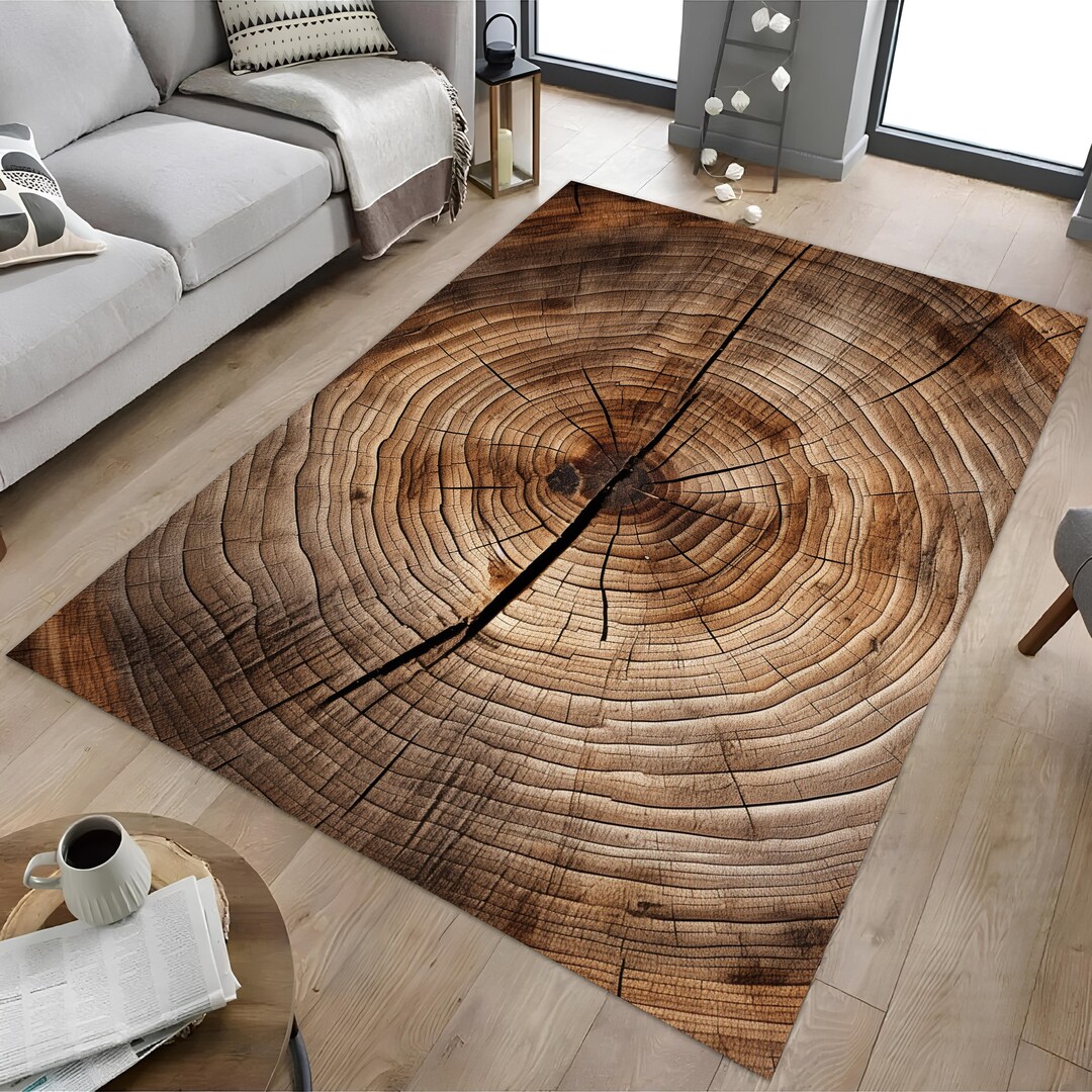 Tree Ring Area Rug: 3D Wood Log Design - Etsy