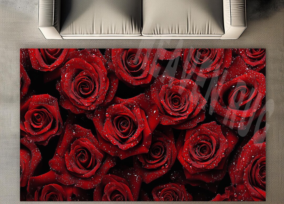 Red Roses Rug, Roses Decor Rug, Impressive Roses Rug, Fascinating Roses ...