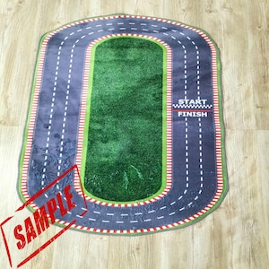Race Track Kids Rug: Car Playmat, Road Design - Etsy