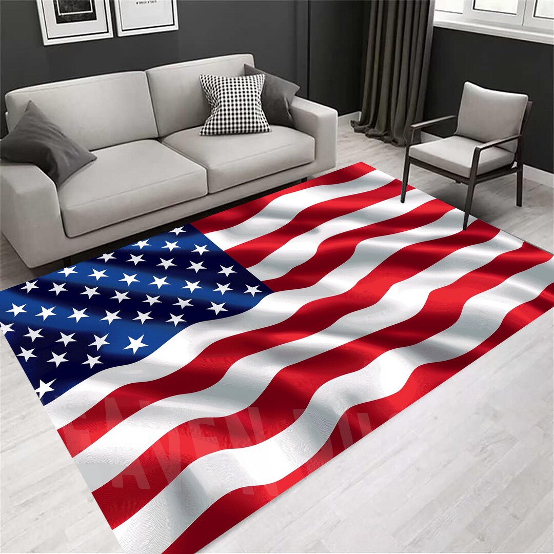 USA Flag Rug, Waving Flag Rug, USA Rug, American Flag Rug, American Rug ...