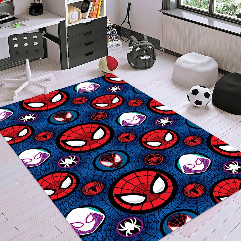 Spider Man Rug, Spider Man Pattern Rug, Kids Room Rug, Spider Man Area ...