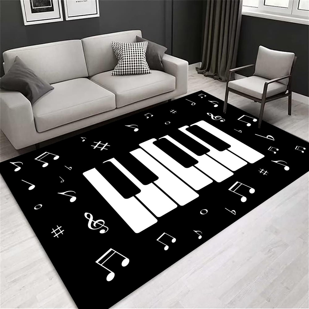 Piano Keys Rug, Piano Keyboard Rug, Black Piano Keys Rug, Piano Modern ...