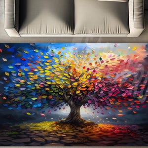 Colorful Tree of Life Rug: Modern Home Decor - Etsy