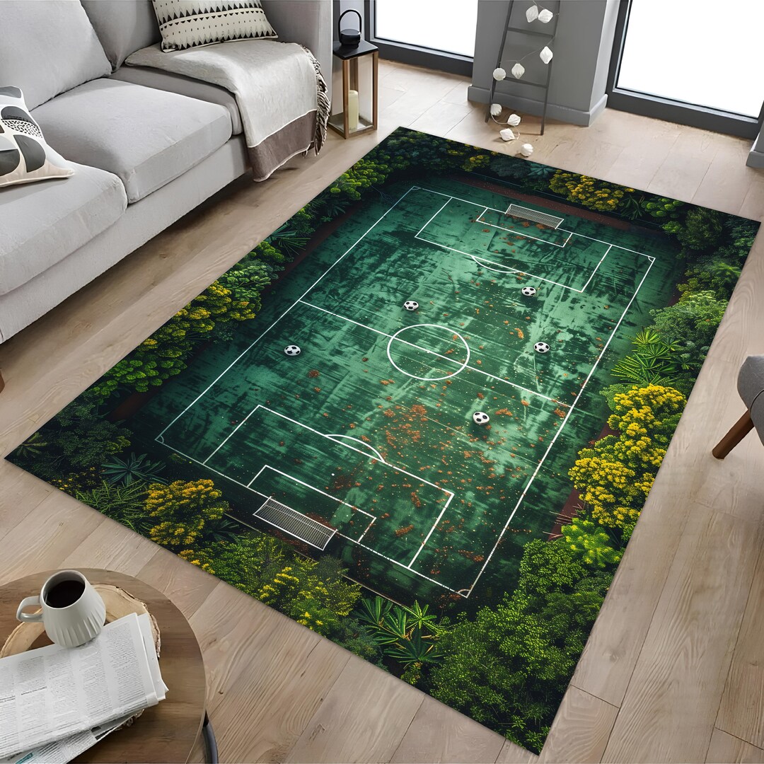 Soccer Field Rug, Forest Football Rug, Football Field Rug, Soccer Field ...