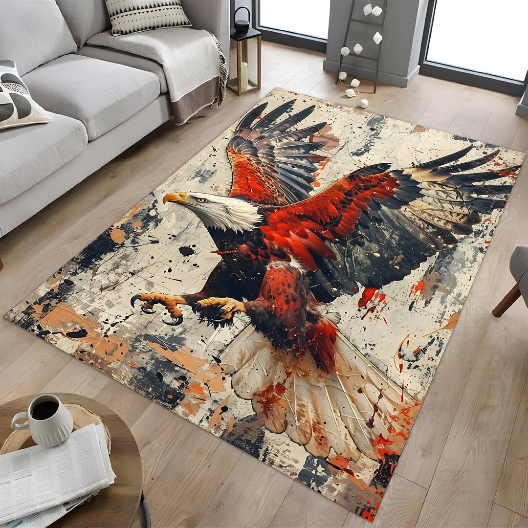 Eagle Flight Rug, Eagle Area Rug, Bird Themed Rug, Animal Decor Rug ...