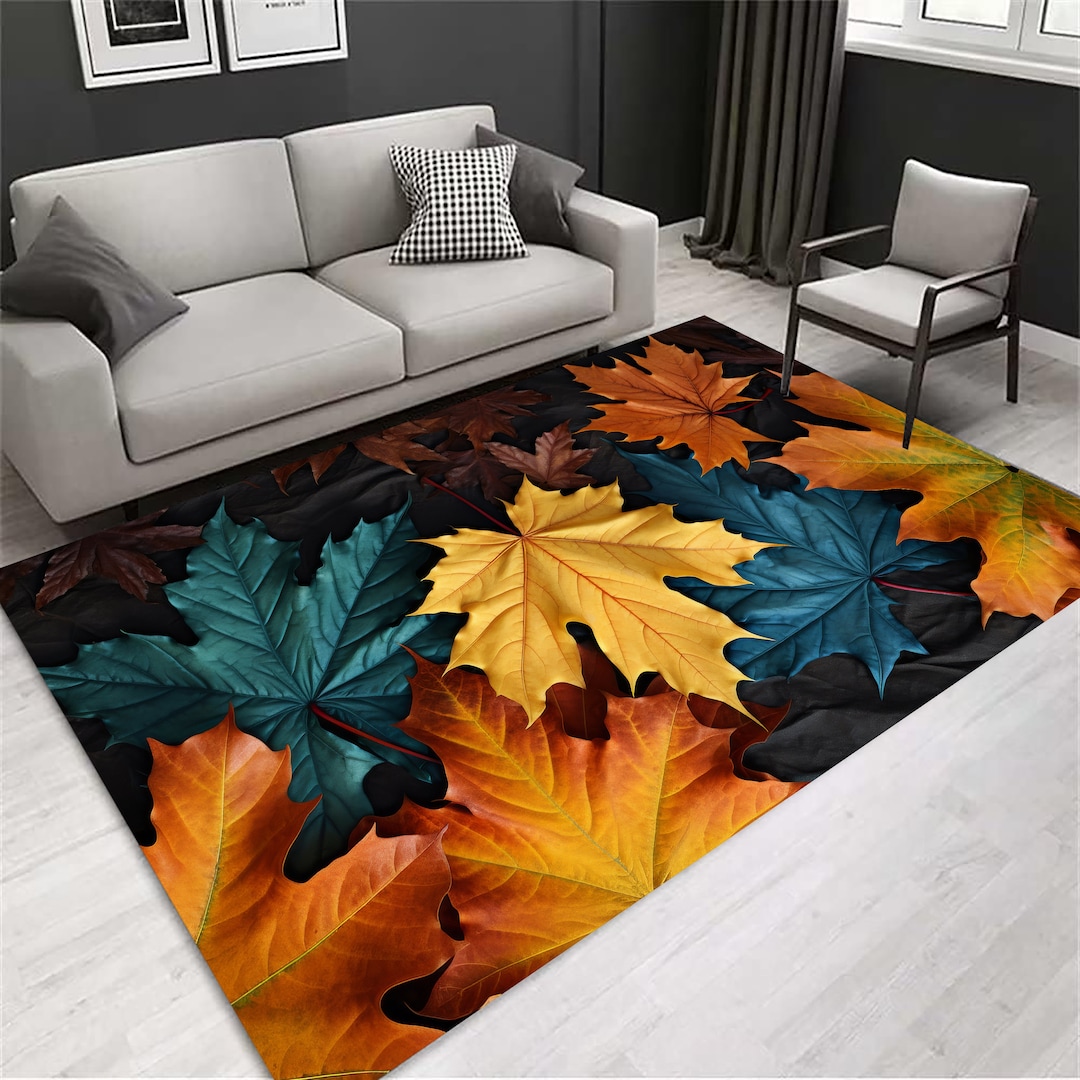 Autumn Leaves Rug, Leaf Pattern Rug, Leaves Area Rug, Fall Rug, Autumn ...