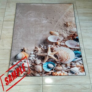 Sea Shells Rug, Sea Rug, Starfish Rug, Blue Decor Rug, Stars Rug, Beach ...