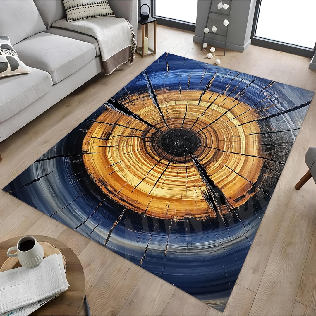 Tree Ring Area Rug: 3D Wood Texture, Home Decor - Etsy