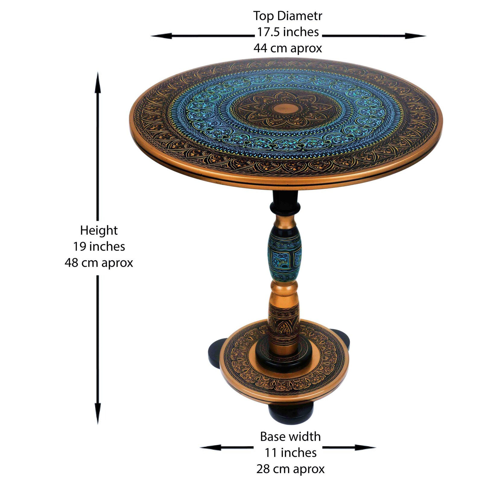 Green Round Coffee Table Handcrafted and Handpainted With Intricate ...